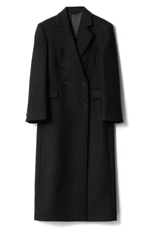 & Other Stories Longline Double Breasted Coat - Black Dark