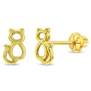 IN SEASON JEWELRY 14k Yellow Kitty Cat Earrings - Gold