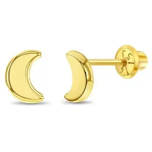 IN SEASON JEWELRY 14k Yellow Crescent Moon Stud Earrings - Gold