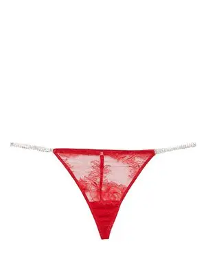 Fleur Du Mal Crystal Bouquet Lace V-string - Red