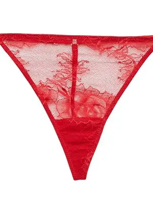FLEUR DU MAL Crystal Bouquet Lace V-string - Red