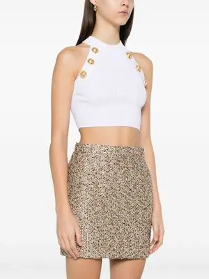 Balmain Coin Button Halter Top