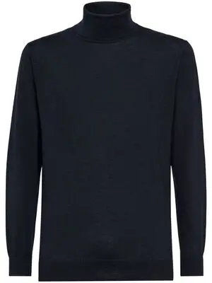 Boggi Milano Merino Wool Roll-neck Sweater - Blue