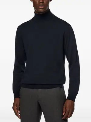 Boggi Milano Merino Wool Roll-neck Sweater - Blue