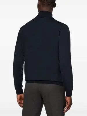 Boggi Milano Merino Wool Roll-neck Sweater - Blue
