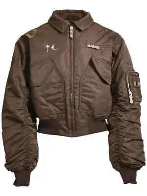 Thug Club Ruched Bomber Jacket In Brown - 67% Off | Editorialist