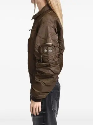 Thug Club Ruched Bomber Jacket In Brown - 67% Off | Editorialist