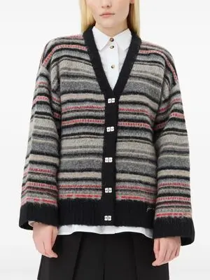 GANNI Striped Buttoned Cardigan