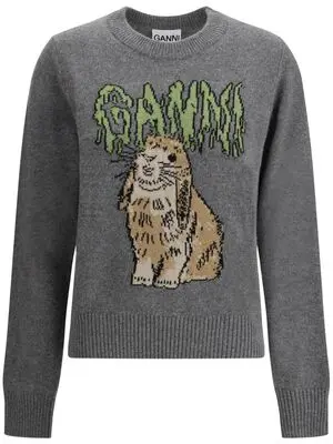 GANNI Graphic-bunny Sweater - Grey
