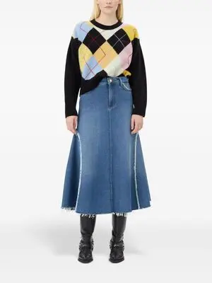 GANNI Denim Midi Skirt