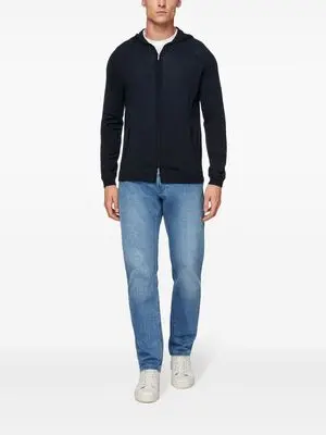 Boggi Milano Merino-wool Zip Hoodie - Blue