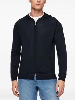 Boggi Milano Merino-wool Zip Hoodie - Blue