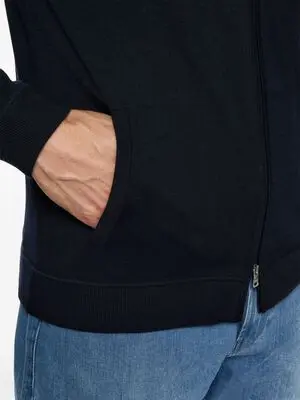 Boggi Milano Merino-wool Zip Hoodie - Blue