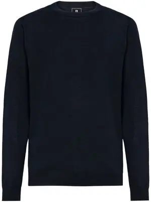 Boggi Milano Merino-wool Crew-neck Sweater - Blue