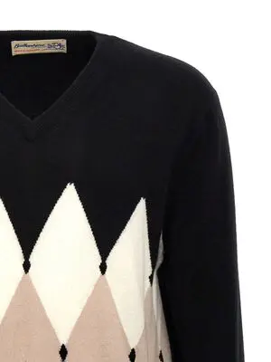 BALLANTYNE Argyle-intarsia Sweater - Black