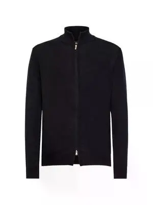 Boggi Milano Merino Wool Zip Cardigan - Blue