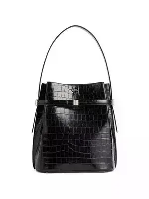 TOTEME Croc-embossed Bucket Bag - Black