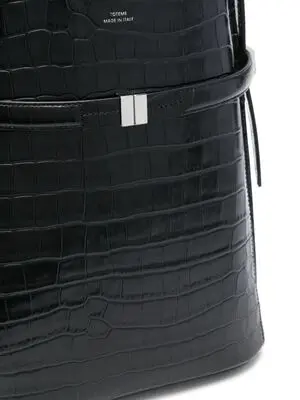 TOTEME Croc-embossed Bucket Bag - Black