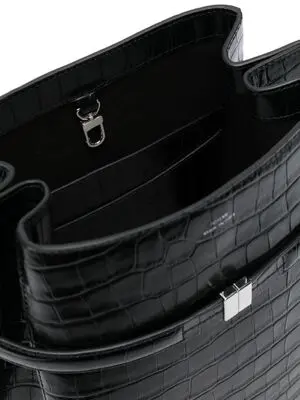 TOTEME Croc-embossed Bucket Bag - Black
