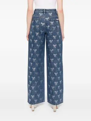 SELF-PORTRAIT Rhinestone Bow Jeans