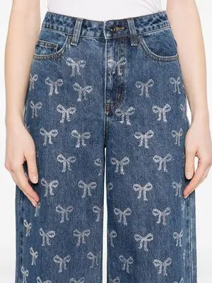 SELF-PORTRAIT Rhinestone Bow Jeans