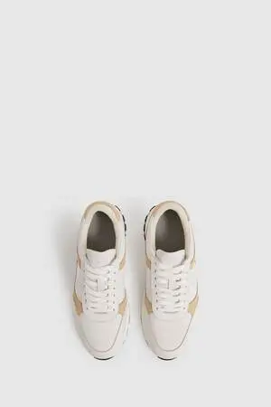 UNSEEN Plemont Leather And Suede Trainers - White/taupe