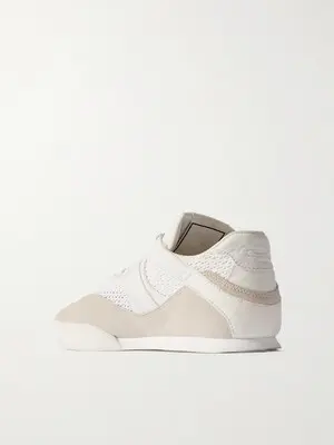 Chloé Kick Suede, Mesh, And Leather Sneakers - Neutrals