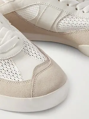 Chloé Kick Suede, Mesh, And Leather Sneakers - Neutrals