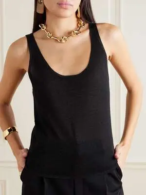 Saint Laurent Metallic Knitted Tank - Black