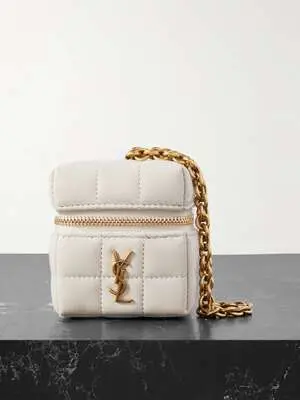 Saint Laurent Cassandre Matelassé Quilted Leather Pouch - White