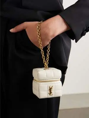 Saint Laurent Cassandre Matelassé Quilted Leather Pouch - White