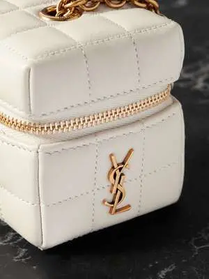 Saint Laurent Cassandre Matelassé Quilted Leather Pouch - White