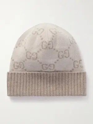 Gucci Jacquard-knit Cashmere Beanie - Off-white