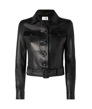 Saint Laurent Belted Leather Biker Jacket
