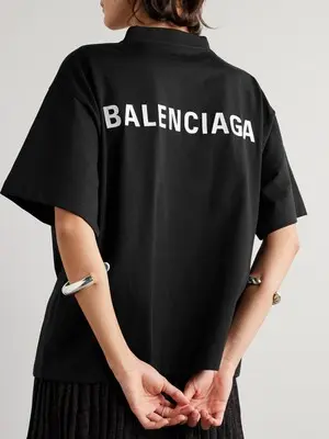Balenciaga Embroidered Cotton-jersey T-shirt - Black