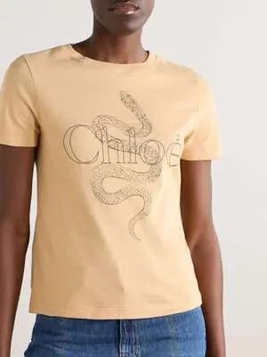 Chloé Printed Cotton-jersey T-shirt
