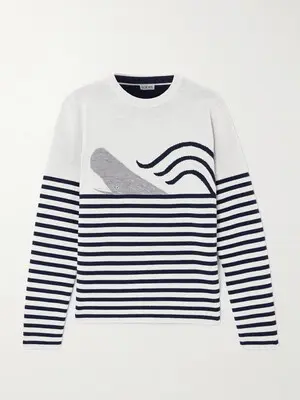 Loewe Embroidered Jacquard-knit Wool-blend Sweater