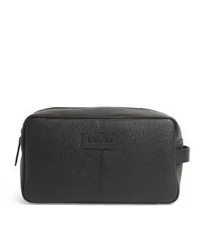 Barbour Leather Highgate Wash Bag - Black