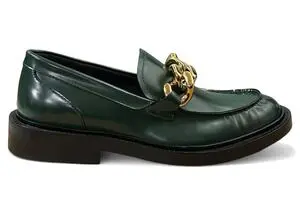 Versace Chain Leather Loafers - Green