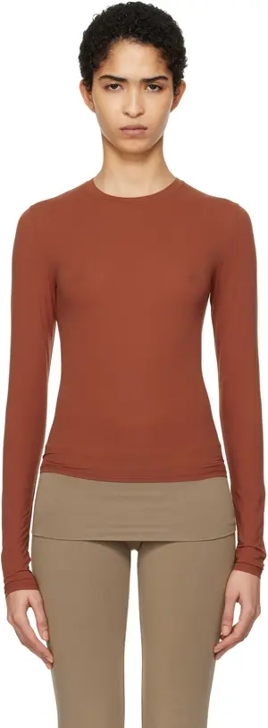 SKIMS SKIMS Brown Fits Everybody Long Sleeve T-shirt - Saffron