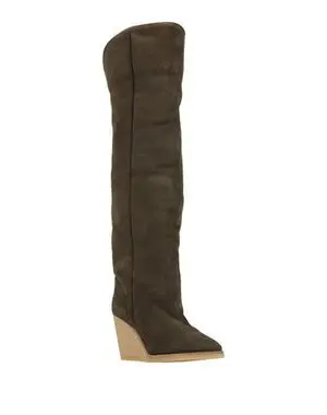 Isabel Marant Over-the-knee Wedge Shearling Boots - Green