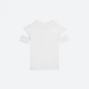 Helmut Lang Slashed Shrunken Tee - Optic White