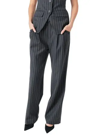 Endless Rose Pinstripe High-waist Trousers