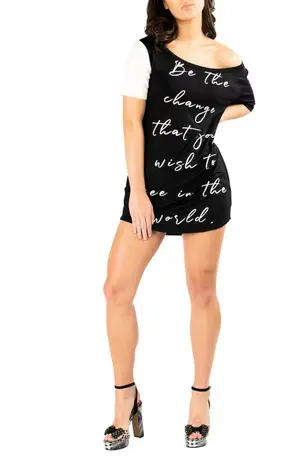 DAI MODA Graphic One-shoulder T-shirt Dress
