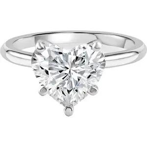 BLISS DIAMOND 3ct Gold Certified Lab Grown Heart Cut Diamond Solitaire Ring - 14k White Gold