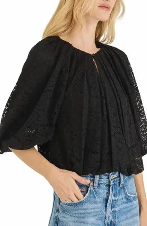 Rebecca Taylor Idun Lace Top - Black