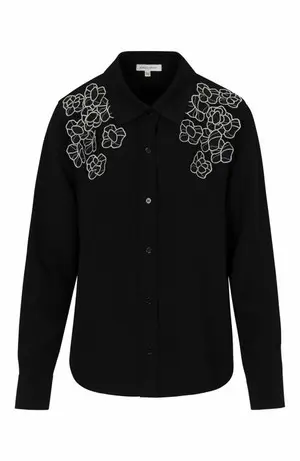 Rebecca Taylor Mia Floral Appliqué Top