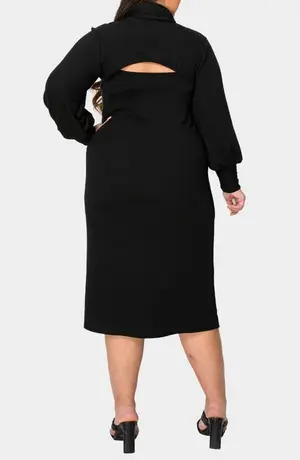 L I V D Aster Plissé Sweater Dress - Black