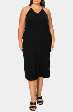 L I V D Aster Plissé Sweater Dress - Black