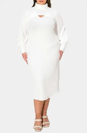 L I V D L I V D Aster Plissé Sweater Dress Ivory